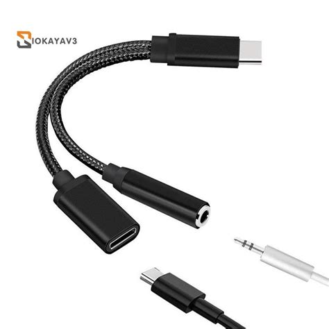 Type C To 3 5mm Charge Audio Adapter 2 In 1 Usb C Splitter Headphone Aux Audio Cable For