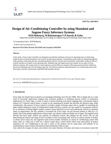 Pdf Design Of Air Conditioning Controller By Using Mamdani And · Fuzzy Logic Controller Is