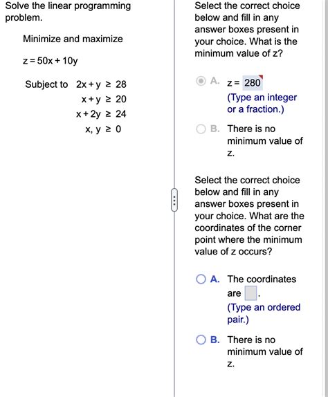 Solved Solve The Linear Programming Problem Minimize And