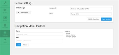 tamiat cms vuejs and firebase based cms