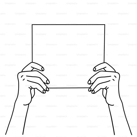 두 손은 백지를 들고 있다 빈 포스터를 보여주는 손의 손으로 그린 선형 벡터 그림 벡터 Unsplash의 그림 이미지