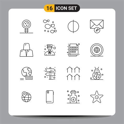 16 Universal Outlines Set For Web And Mobile Applications Gold Business Antialiasing Bars