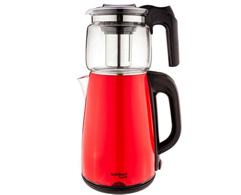 Bambum Teatech Cam Demlikli Çay Makinesi Kırmızı