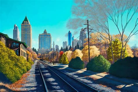 premium photo railways extending into distance against backdrop of city
