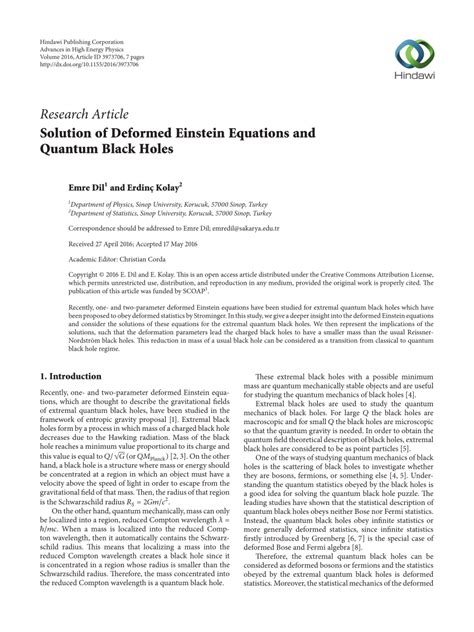 Pdf Solution Of Deformed Einstein Equations And Quantum Black Holes
