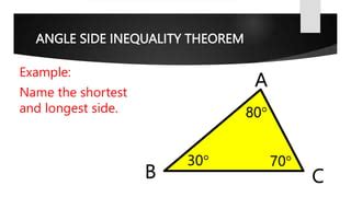 INEQUALITIES IN A TRIANGLE SIDE ANGLE RELATIONSHIP Pptx