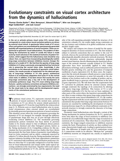 Pdf Evolutionary Constraints On Visual Cortex Architecture From The Dynamics Of Hallucinations