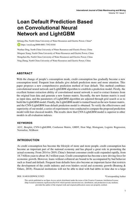 Pdf Loan Default Prediction Based On Convolutional Neural Network And Lightgbm