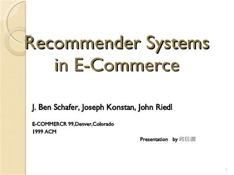 Recommender Systems In E Commerce