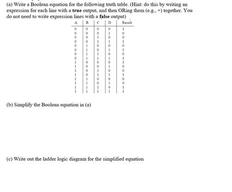 Solved A Write A Boolean Equation For The Following Truth