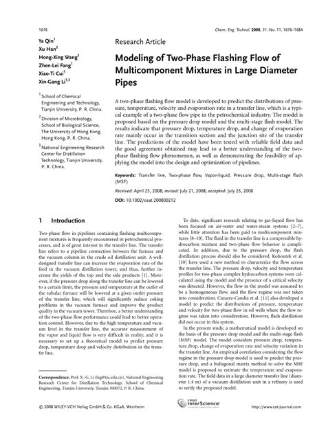 Pdf Modeling Of Two‐phase Flashing Flow Of Multicomponent Mixtures In Large Diameter Pipes