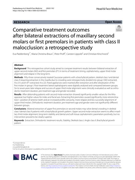 Pdf Comparative Treatment Outcomes After Bilateral Extractions Of Maxillary Second Molars Or