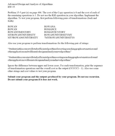 Advanced Design And Analysis Of Algorithms HW 5 Chegg