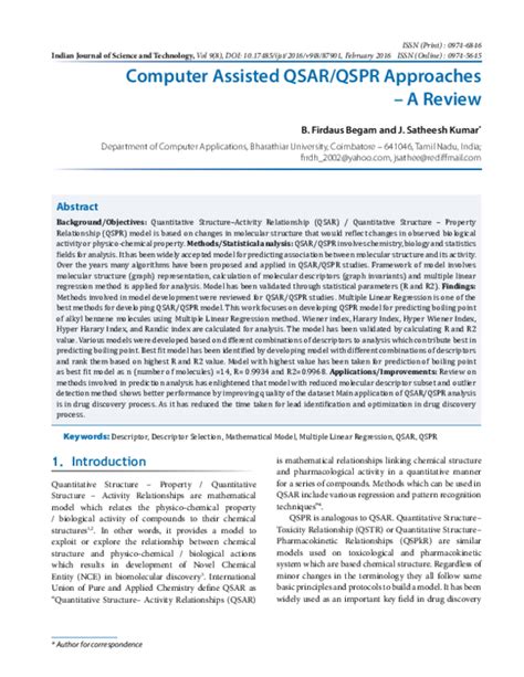 Pdf Computer Assisted Qsarqspr Approaches A Review