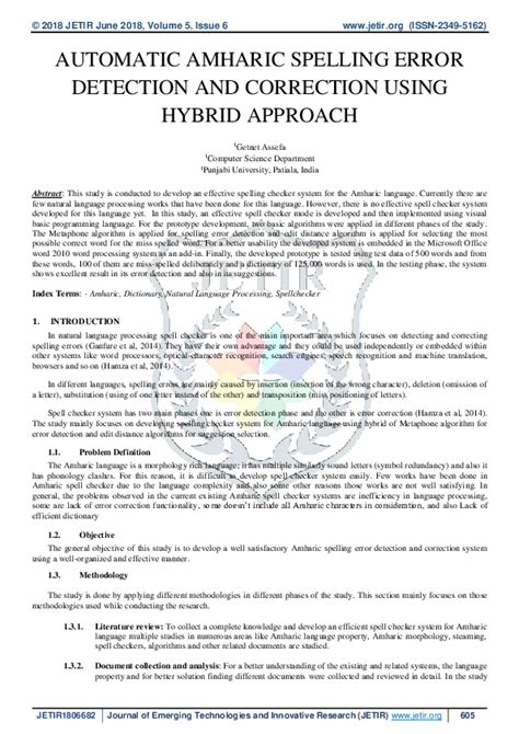 Pdf Automatic Amharic Spelling Error Detection And Correction Using Hybrid Approach