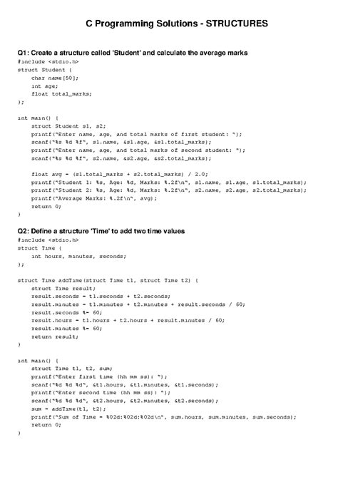 C Programming Switch Solutions C Programming Solutions Switch