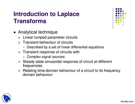 Introduction To Laplace Transform 2 Network And Circuit Analysis