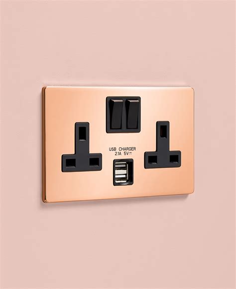 polished copper double usb socket dowsing and reynolds