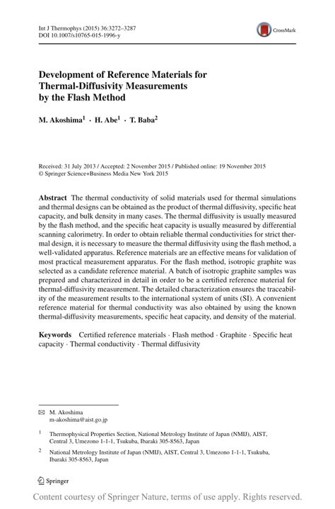 Development Of Reference Materials For Thermal Diffusivity Measurements By The Flash Method