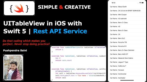 Uitableview In Ios With Swift 5 Rest Service Youtube