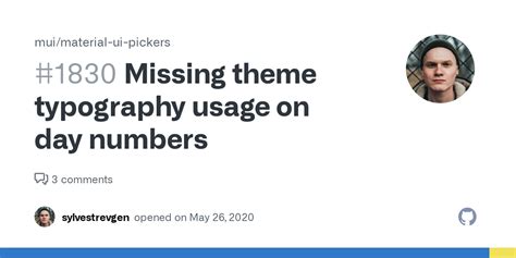 Missing Theme Typography Usage On Day Numbers · Issue 1830 · Mui