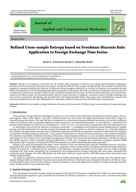 Pdf Refined Cross Sample Entropy Based On Freedman Diaconis Rule ‎application To Foreign