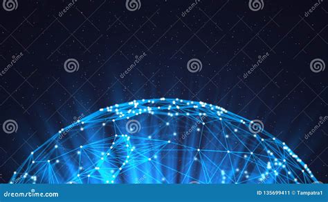 Planet Earth And Light Blue Sphere Shape Ball With Digital Data And