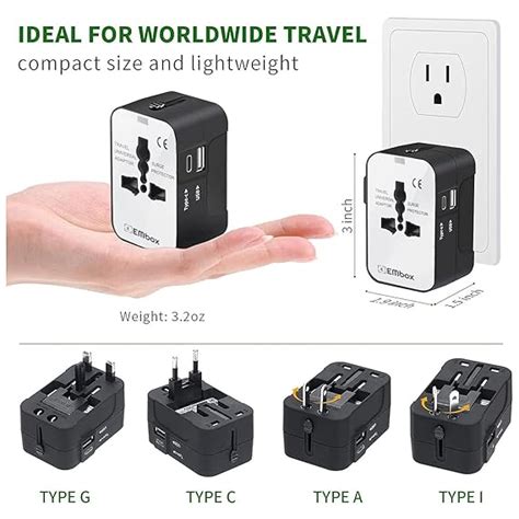 Multi Plug Socket All In One Universal Travel Adapter With Type C Port AC Multi Plug USB Adapter