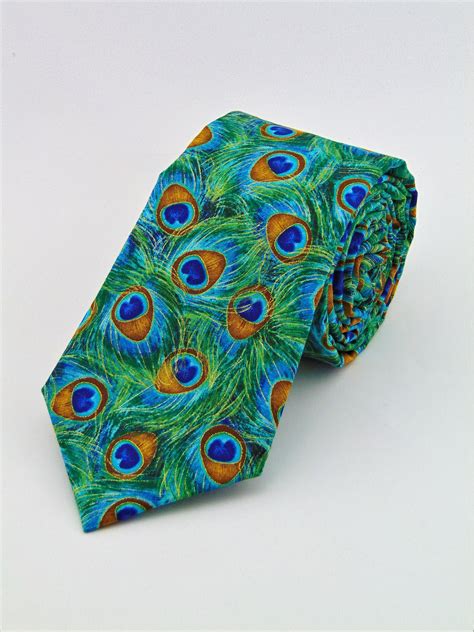 Ties With Peacock Feathers Mens Colorful Peacock Feathers Necktie