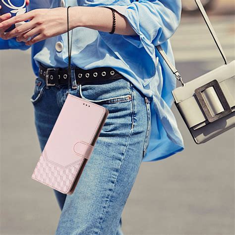 For Tecno Spark Pro G Honeycomb Embossing RFID Leather Phone Case Pink Alexnld Com