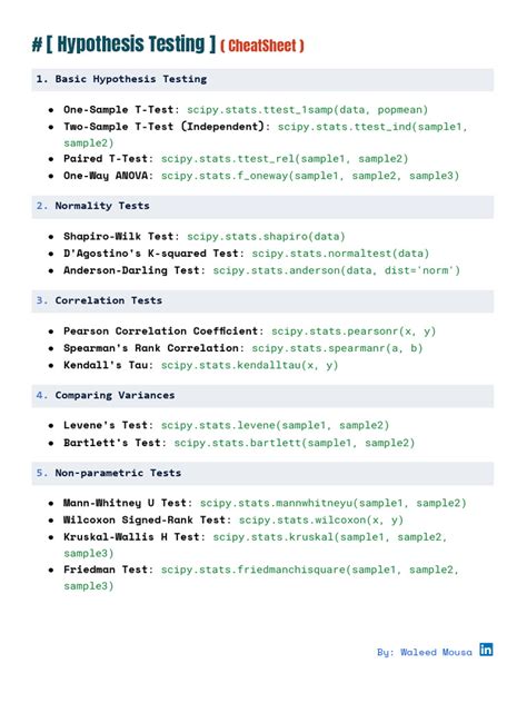 Hypothesis Testing Cheatsheet Pdf Students T Test P Value