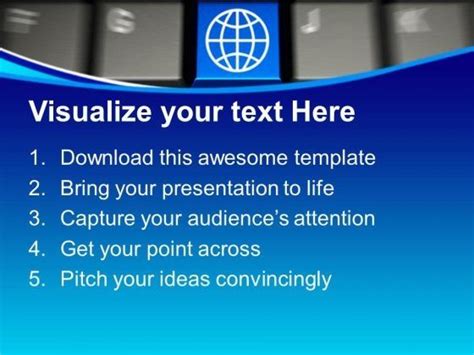 Computer Keyboard With World Key Powerpoint Templates And Powerpoint