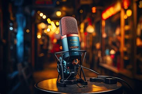 Premium Ai Image A Microphone With A Condenser Element A Stereo Microphone Set On A Tripod A