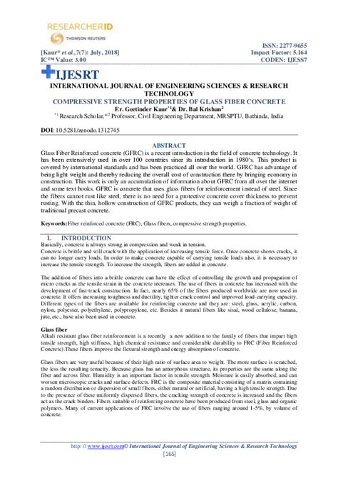 Pdf Compressive Strength Properties Of Glass Fiber Concrete