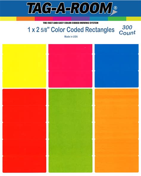 Tag A Room 1 X 2 5 8 Inch Rectangle Color Coding Mailing Address Labels 6 Bright Colors 8 1 2