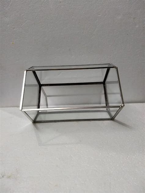 Black Triangular Shape Glass Terrarium Container Packaging Type Drop Test Packaging Size 8