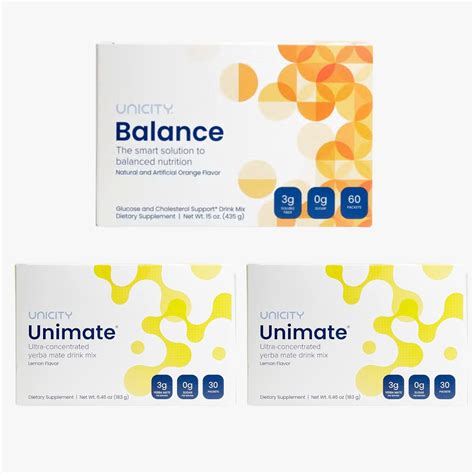 Unicity Drink Mix Trio Pack Orange Balance 1 And Lemon Unimate 2 90