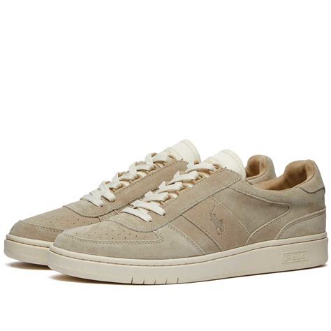 Polo Ralph Lauren Mens Suede Polo Court Sneakers In Hampton Khaki Polo Ralph Lauren