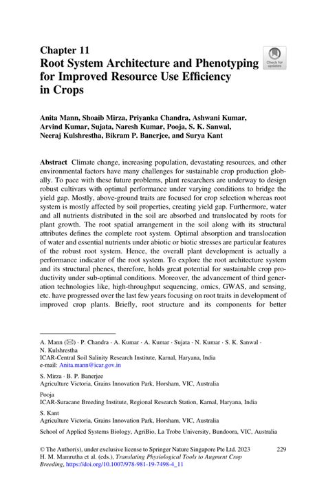 Pdf Root System Architecture And Phenotyping For Improved Resource