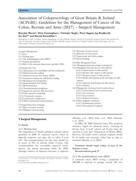 Acpgbi Crc Part 3 Pdf Colorectal Cancer Surgery