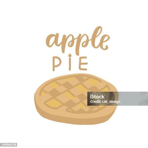 애플 파이 레터링 스티커 인사말 카드 벽 예술 초대장을위한 귀여운 벡터 추수 감사절 저녁 식사 일러스트레이션 추수 감사절 식사 계절에 대한 스톡 벡터 아트 및 기타 이미지