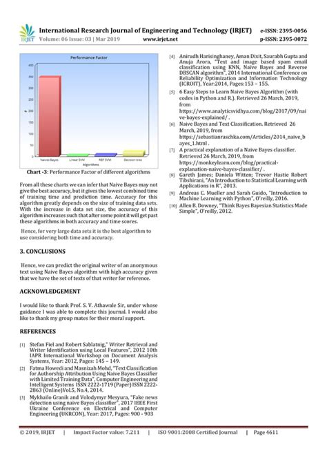Irjet Finding The Original Writer Of An Anonymous Text Using Naïve Bayes Classifier Pdf