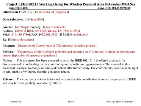 Ppt Project Ieee 802 15 Working Group For Wireless Personal Area Networks Wpans Powerpoint