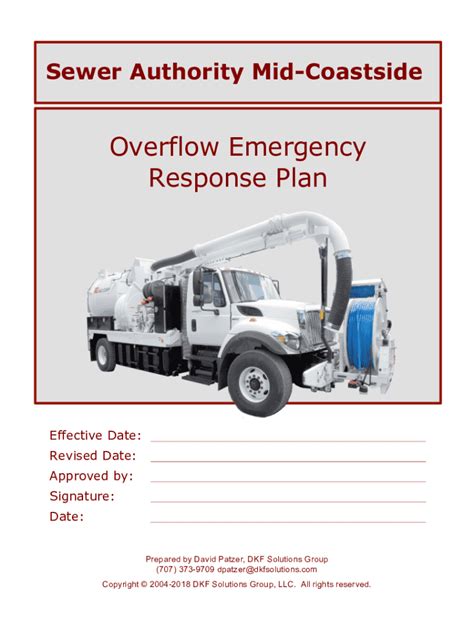 Fillable Online Overflow Emergency Response Plan Ca Sewer Authority