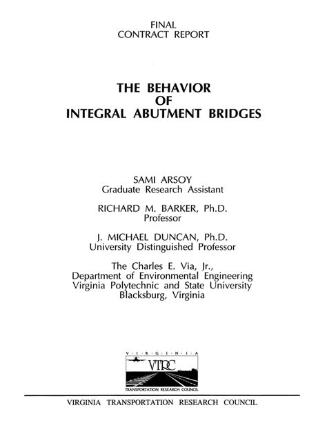 Pdf The Behavior Of Integral Abutment Bridges