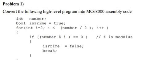 solved convert the following high level program into mc68000