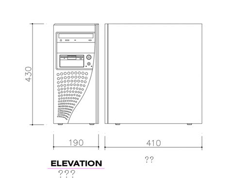 Computer Cpu Host Front And Side Cad Elevation Design Details Dwg File