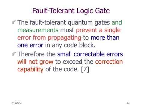 Ppt Introduction To Quantum Error Correction And Fault Tolerant Quantum Logic Powerpoint
