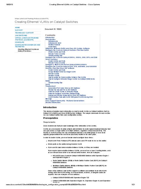 Creating Ethernet Vlans On Catalyst Switches Cisco Systems Pdf Network Switch Network