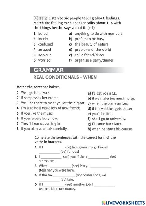 Feelings Real Conditional Worksheet Live Worksheets